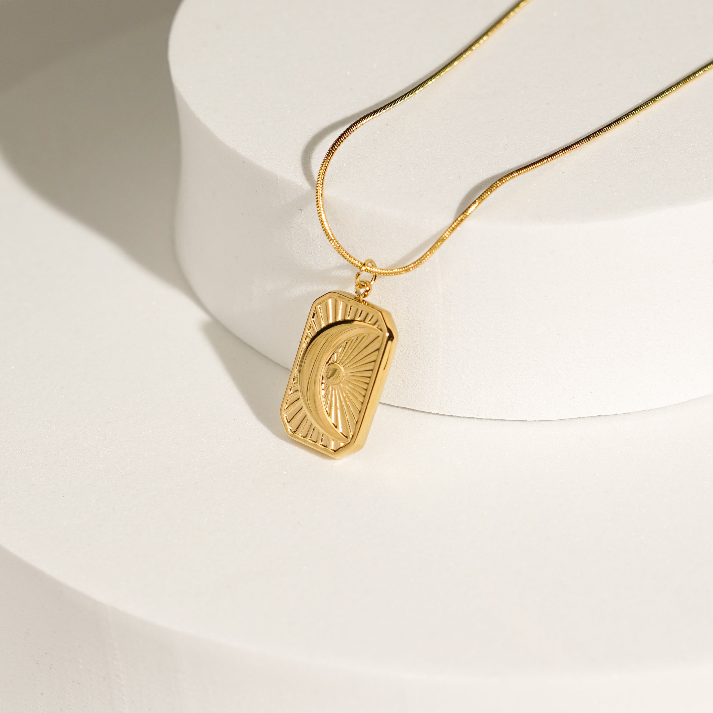 Crescent Moon Square Necklace – Kenz Jewelry